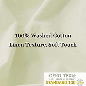 NEXHOME PRO Duvet Cover Set Queen Size Linen Feel Textured Organic Natural 100% Washed Cotton Duvet Cover 3 Pieces Bedding Set with Zipper Closure, Breathable (No Comforter) Milk