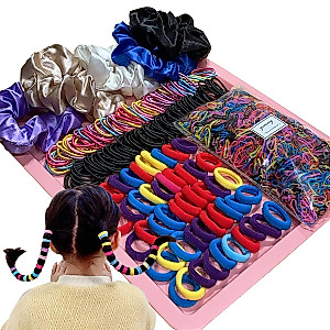 YANRONG Ponytail Holders and Scrunchies For Girls and Women, Traceless Elastic Ropes and Rubber Bands For Hair, Baby and Kids (2155PCS) Mix