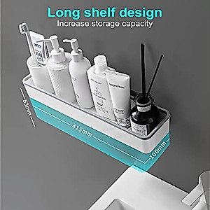 HSEdge Plastic Shower Caddy Shower Shelves No Drilling Adhesive Bathroom Shelf Wall Mounted Storage Rack Kitchen Spice Rack (16.33")