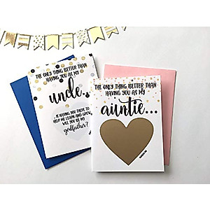 Will You Be My Godmother and Godfather Scratch Off Card Set of 2, Proposal Cards for Auntie and Uncle fron Niece Nephew (Auntie and Uncle Set)
