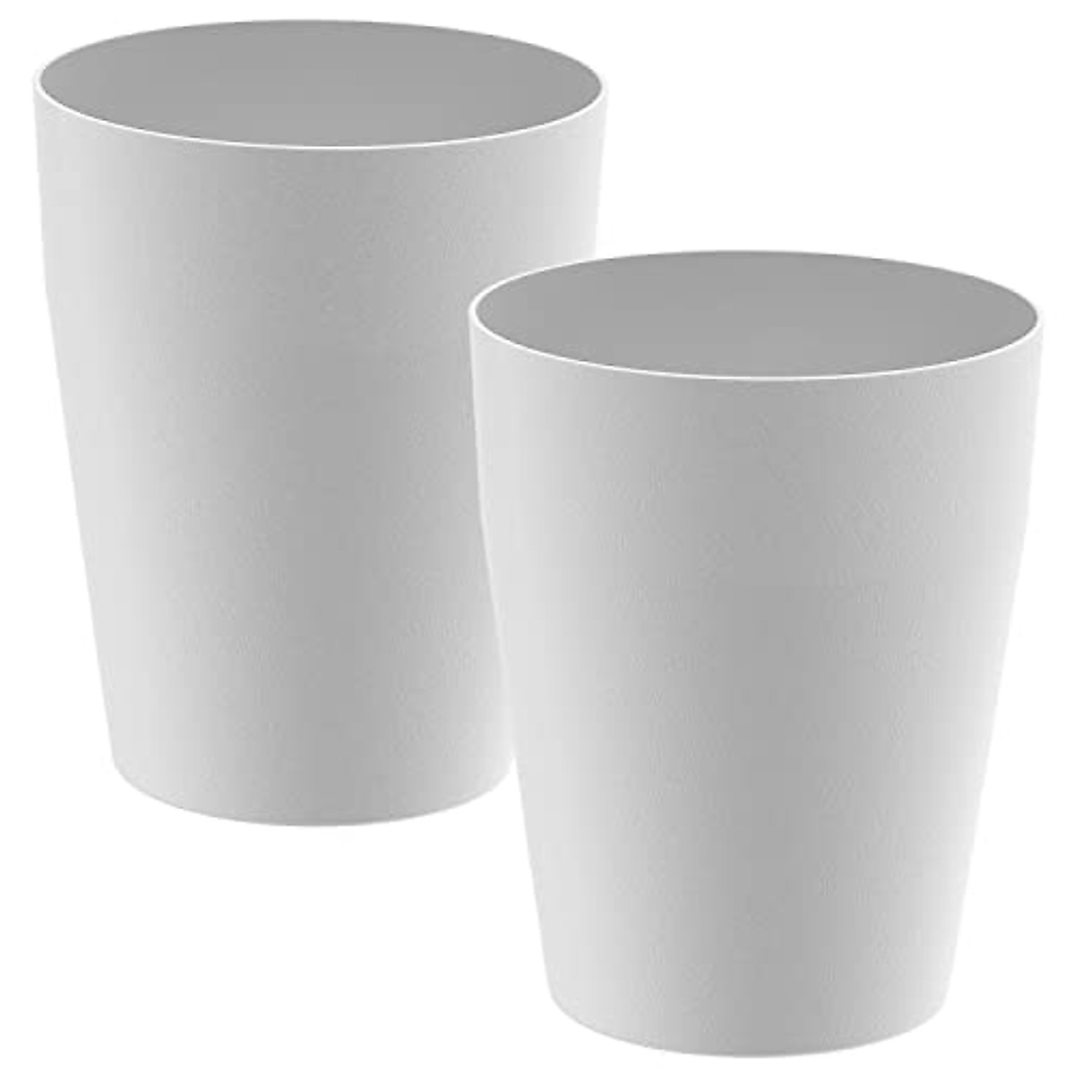 Wastenial 2pcs Plastic Round 1-Gallon Small Trash Can | Garbage Can Small, Wastebasket for Bathroom, Bedroom, Kitchen, Home Office, and Kids Room, Garbage Container Bin | Matte White Trash Bin