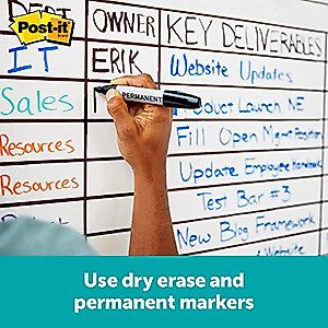 Post-it Flex Write Surface, Permanent Marker Wipes Away with Water, 6 ft x 4 ft, White Dry Erase Whiteboard Film (FWS6X4)