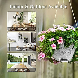 VIVOSUN 2 PCS Hanging Planters, 10 Inch Flower Pots with Drainage Holes, Indoor and Outdoor Hanging Basket, Marble Pattern