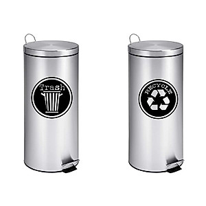 Grungy Recycle and Trash Decal Sticker for Trash cans-Matte Black-Home & Office Use! - Weatherproof- for virtually Any Smooth Surface (4")