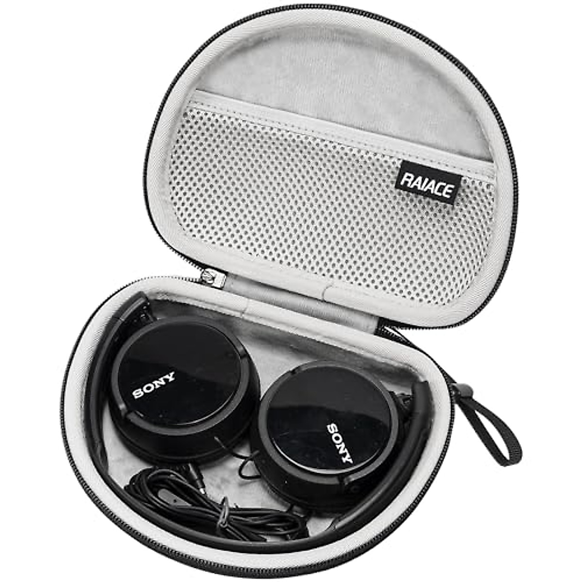 RAIACE Hard Storage Case Compatible with Sony MDRZX110NC & MDRZX110AP Noise Cancelling Headphones. (Case Only) - Black(Gray Lining)