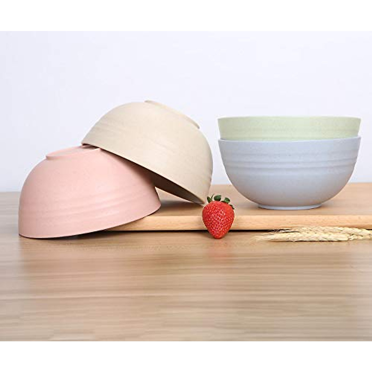 LuckyZone Unbreakable Cereal Bowls - 24 oz Reusable Wheat Straw Bowl Set of 4 - Dishwasher & Microwave Safe - Perfect for Cereal, Soup and Rice - BPA Free, Healthy & Eco-Friendly (4 Color)