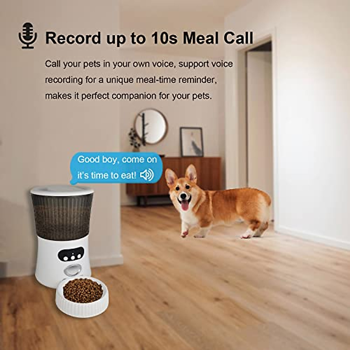 KaLoken Automatic Cat Feeders 6L, Wi-Fi Smart Pet Feeder for Cat & Dog, Timed Auto Dog Feeder Dry Food Dispenser with App Control, Distribution Alarms and 10s Voice Recorder