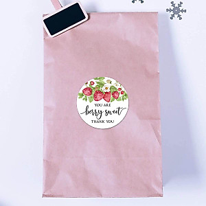 Strawberry Thank You Stickers, 2 Inch Sweet Baby Shower Birthday Party Favor Labels 40-Pack