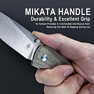 Kizer T1 EDC Knife, 3.19 Inches 154CM Steel Green Micarta Handle Folding Pocket Knife, V3490C1