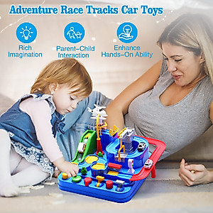 Sakiyrmai Kids Race Track Car Adventure Toys, City Rescue Preschool Educational Toy Vehicles, Parent-Child Interactive Kids Puzzle Car Playsets for 3 4 5 6 7 8 Years Old Toddlers Christmas