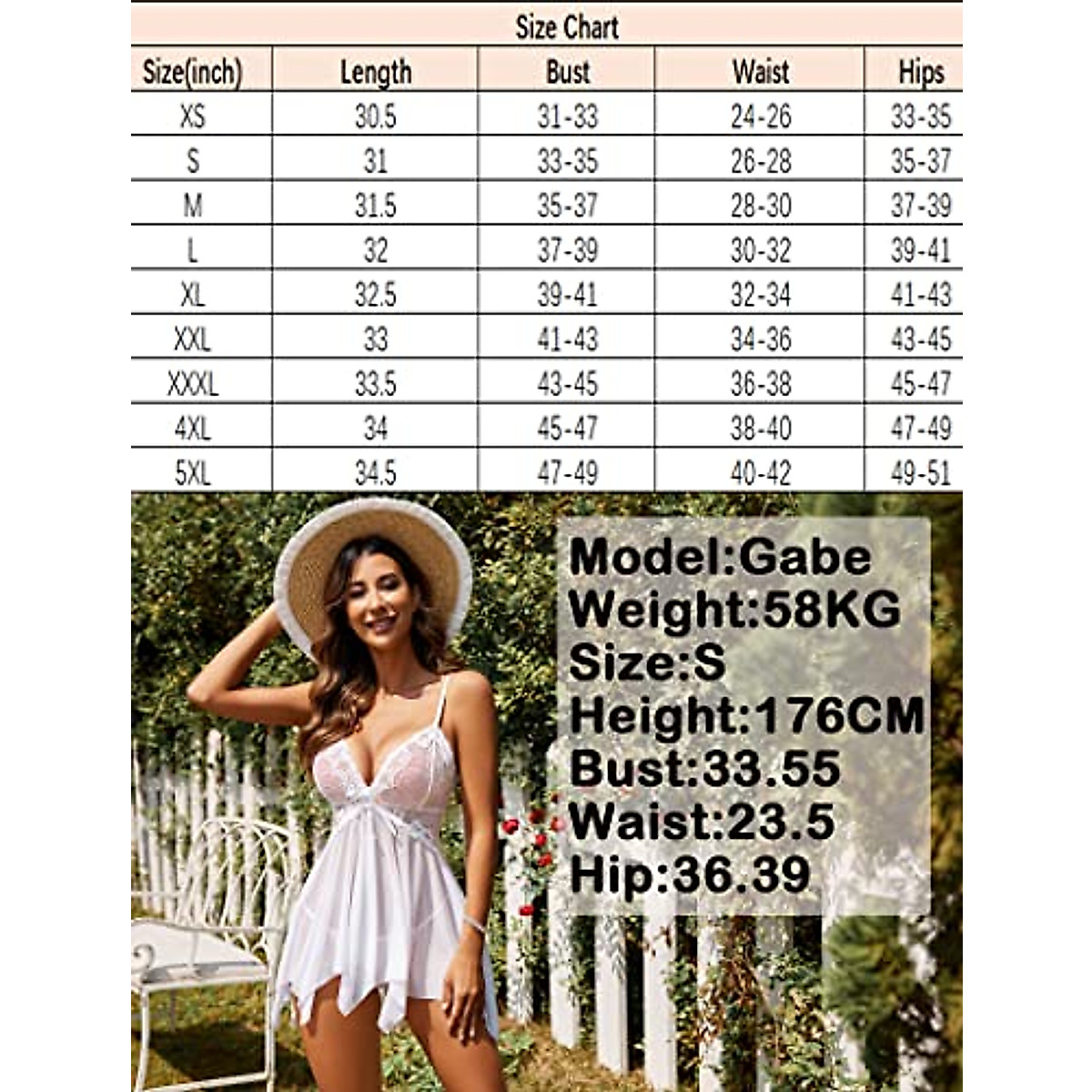 Avidlove Wedding Lingerie for Bride Lace Babydoll Sexy Lace Sleepwear for Women, White, Medium