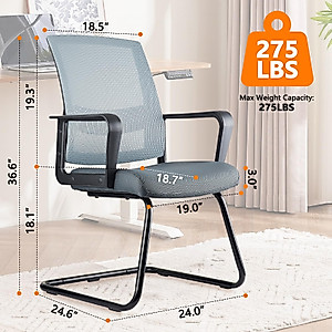 CLATINA Office Guest Chair with Lumbar Support and Mid Back Mesh Space Air Grid Series for Reception Conference Room 2 Pack