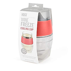 HOST Wine Freeze Cooling Cup, Plastic Double Wall Insulated Freezable Drink Chilling Tumbler with Freezing Gel | Wine Glasses for Red and White Wine, Set of 1, 8.5 oz, Coral