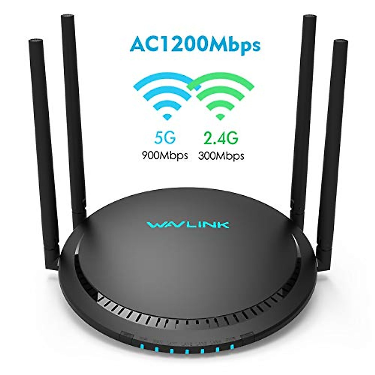 WAVLINK AC1200 Smart Gigabit WiFi Router-Dual Band MU-MIMO Wireless Internet Router with 4X Antennas for Online Game & HD Video,Patented TouchLink,More Reliable Long Range Coverage