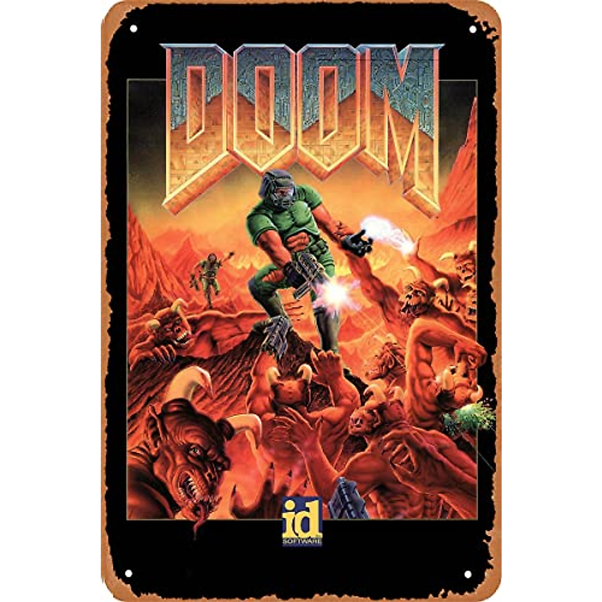 Doom Poster Video Game Tin Sign Retro Metal Sign Home and Cave Wall Decoration 12x8 Inch