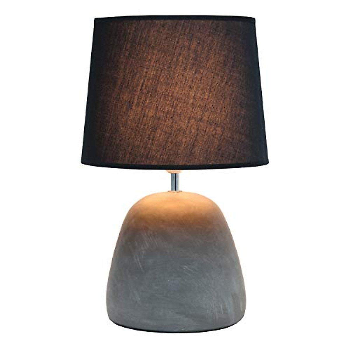 Simple Designs LT2058-BLK Round Concrete Table Lamp, Black 10.25"L x 10.25"W x 16.5"H