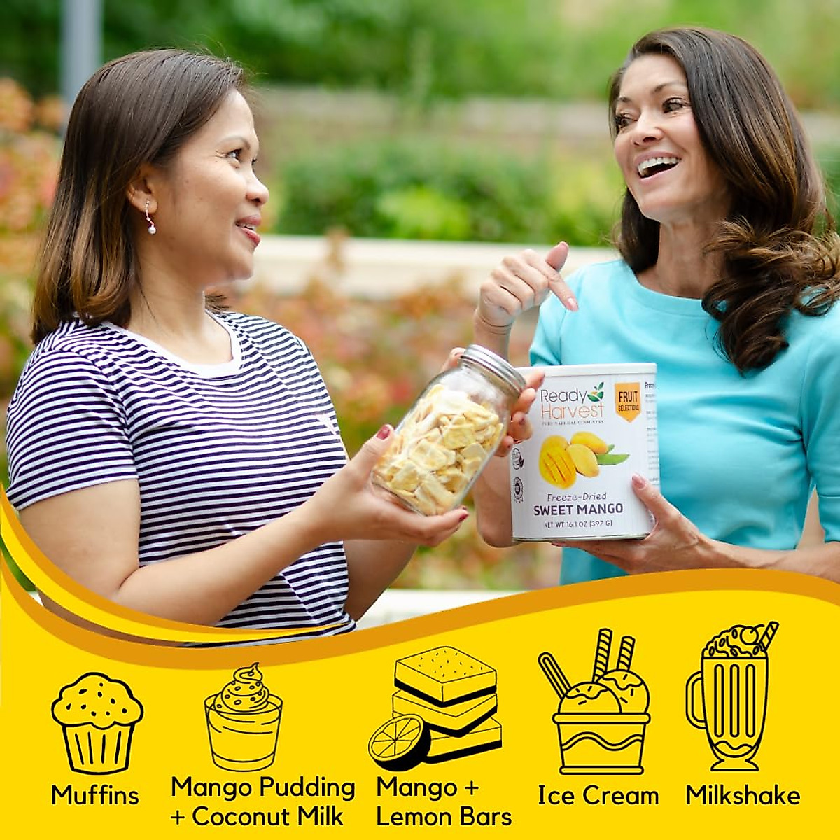 Ready Harvest Freeze-Dried Mango Freeze-Dried Fruit, Freeze-Dried Food Gluten Free Snacks, Fruit Snacks, Canned Food, Bug Out Bag Camping Essentials, Veggie Snacks #10 Can, 25-Year Shelf Life 397g