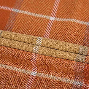 G Lake Orange Plaid Blanket Throw Acrylic Soft Reversible Dyed Fringed Bed Blanket Gift for Christmas Decorations 50" W x 67" L-Pumpkin Orange