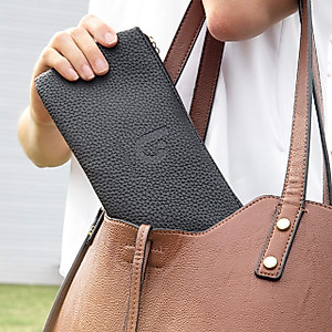 Beauty Junkees Makeup Brush Case Cosmetic Bag Black Make Up Brush Holder Pouch or Cosmetic Storage Organizer for Purse or Travel, Large Enough to Carry All Size Brushes, Cruelty Free