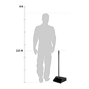 SPARTA Upright Dustpan with Aluminum Handle, Serrated Edge for Broom Combing, Secure Yoke Lock with Easy Storage Hanging Hole for Commercial Cleaning, Plastic, 30 Inches, Red