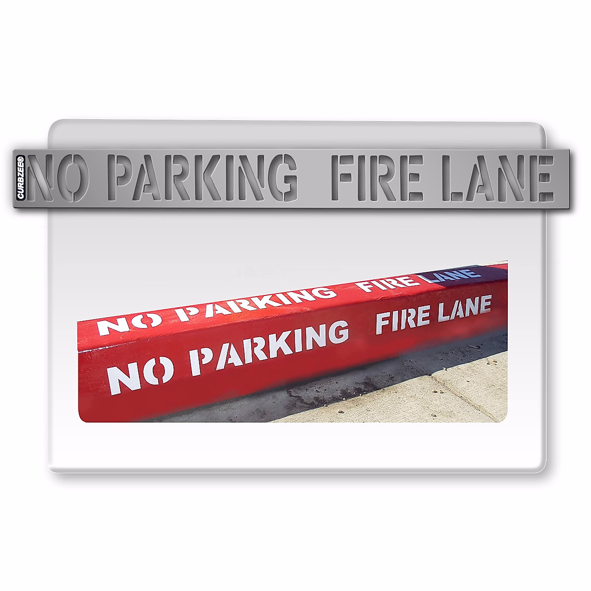 Curb N Sign Fire Lane Stencil - 4 Inch Premium No Parking Stencil for Customizing Curbs or Parking Lots - Reuseable Made in USA with Thick Premium Plastic for multisurfaces