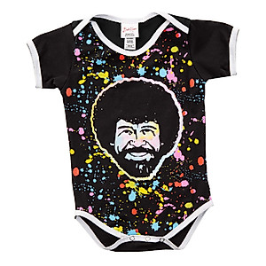 Calhoun Officially Licensed Bob Ross Splatter Print Baby Onesie (12-18 Months)