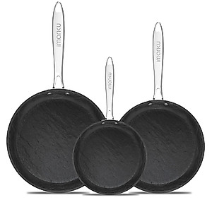imarku Non Stick Frying Pans - 8&10&12 inch Nonstick Frying Pan Set with Cool Stainless Steel Handle,Disherwasher Safe skillets,Free of PFAS&PFOA, Easy Cleanup and Oven Safe,Christmas Gifts