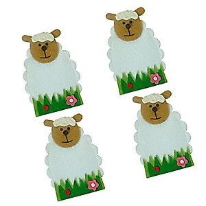 shamjina 4X Easter Sheep Cutlery Holder Bags Spoon Silverware Bags Table Decor