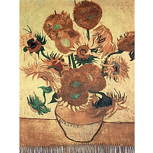 VENVSBEE Van Gogh Scarves Art Scarf for Women Best Gift Reversible Soft Cashmere Feel Shawl Wrap Doubleside Pashmina in Gift Box-01 Sunflower