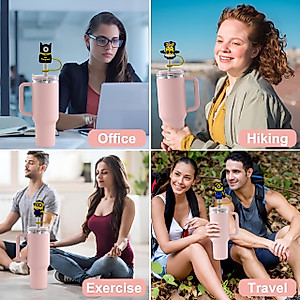 [5 Pcs] Brighten Your Stanley Cup & Stitch Water Bottle w/Cute Cartoon Straw Covers - Cute Valentine Gift, Straw Caps & Straw Topper Perfect for Coffee, Tumblers, Starbuck Cups & Reusable Straws!