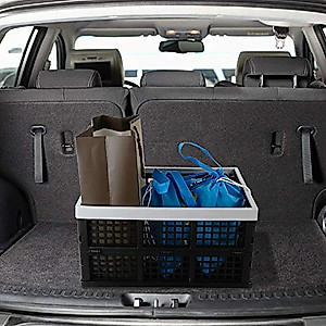 Kekow 28 L Black Plastic Collapsible Storage Basket, 3-Pack Folding Crates Storage