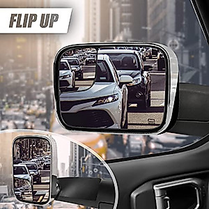 Pair Chrome Power Heated Glass Flip Up Rear View Side Towing Mirrors Compatible with Dodge Ram 1500 2500 3500 02-08