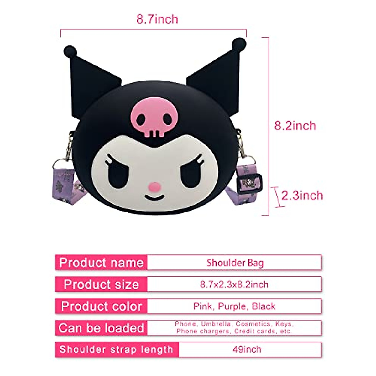 Kuromi Bag,my melody backpack,Kuromi Accessories,Cute Cartoon Character Bag, My Melody Anime Toy Bag