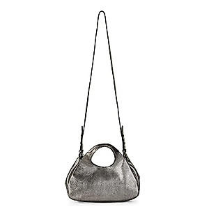 The Sak Rylan Mini Satchel in Leather, Convertible Purse with Adjustable Crossbody Strap, Dark Silver