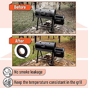 UNCO- Smoker Gasket, 15 Ft, 0.6"X1/8", Grill Gasket, Heat Gasket, Smoker Heat Tape, Smoker Gasket Sealer High Temp, Kettle Grill Gasket, BBQ Gasket, High Temperature Gasket Smoker, Smoker Door Gasket
