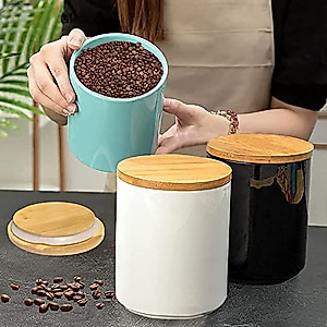 Kopmath Ceramic Food Storage Jar, 35 FL OZ（1000 ml）,Kitchen Canister with Bamboo Lid, Sturdy for Dishwasher, Storage Container for Coffee Sugar Tea Nut Snack Sourdough Starter