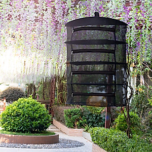 Desy & Feeci Herb Drying Rack- 4 Layer Folding Mesh Hanging Basket Dryer Net with Orange Zippers for Seeds Flowers Buds Plants Garden Outdoor Bumper Harvest(D24xH31 inch)