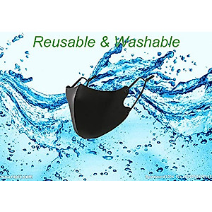 5 Pack Ice Cotton (synthon) Fashion Protective Mask, Unisex Dust Ice Cotton Shield, Reusable Single Layer Ice Cotton Fabric Comfortable Mask, Washable and Breathable(Black)