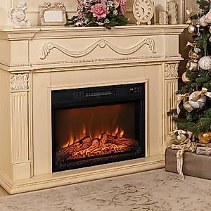 COSTWAY Electric Fireplace Insert 23-inch Wide, 1400W Recessed Fireplace Heater with Remote Control, 3 LED Flame Effects, 6H Timer, Electric Fireplace for Bedroom Home Office Indoor Use, Black