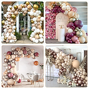 RUBFAC 87pcs Sand White Balloons Different Sizes 18 12 10 5 Inch for Garland Arch White Sand Party Latex Balloons for Birthday Party Graduation Wedding Anniversary Baby Shower Party Decoration