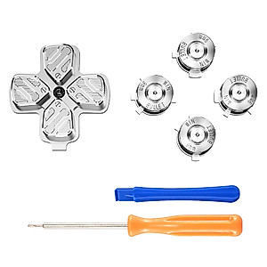 eXtremeRate Silver Metal Dpad ABXY Buttons for PS5 Controller, Custom Replacement Aluminum Action Buttons & Direction Keys for PS5 Controller - Controller NOT Included