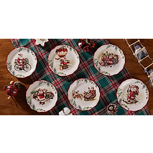 Bico Santa On The Way Ceramic Appetizer Plates, 6 inch, Set of 6, for Tapas, Salad, Appetizer, Microwave & Dishwasher Safe