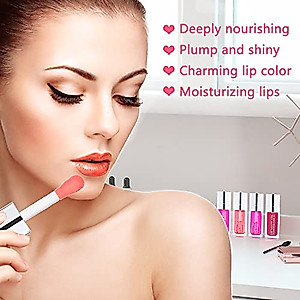 Sea-Maid Lip Oil, Hydrating Lip Gloss Tinted Lip Balm Transparent Lip Care, Big Brush Head Glitter Shine, Long Lasting Nourishing Non-sticky Fresh Texture, Chocolate Brown