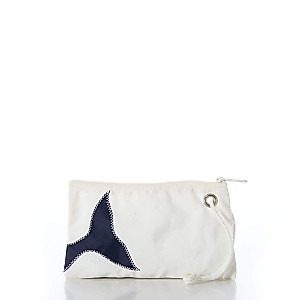 Sea Bags Recycled Sail Cloth Whale Tail Wristlet Zip Top Wristlet Clutch Zippered Wallet with Strap