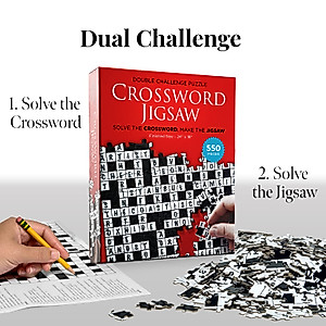 Dual Challenge Crossword Jigsaw Puzzle 1st Edition - 550 Piece Board Game for Adults Families - Educational Interactive Brain Building