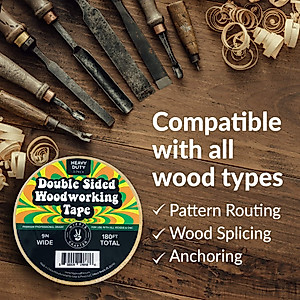 3 Pk Double Stick Tape Double Sided Woodworking Tape Double Sided 1" inch Wide Wood Tape for Woodworkers CNC Machines Routing Templates Strong Double Sided Tape Heavy Duty 60 Feet Each (180FT Total)