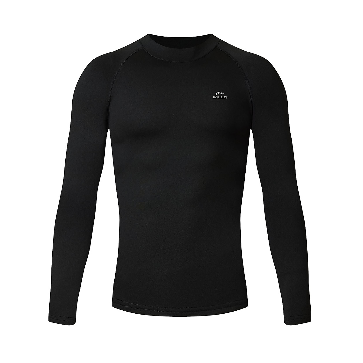 Willit Youth Boys' Compression Thermal Shirts Fleece Baselayer Long Sleeve Girls' Kids Football Soccer Undershirts Black L