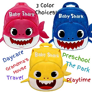 Q&M Novelties Baby Shark Toddler Mini Backpack Plush Toy (Pink - Mommy Shark)