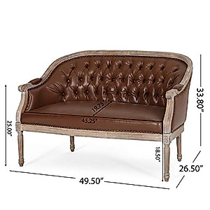 Christopher Knight Home Faye Tufted Upholstered Loveseat - Cognac Brown/Antique