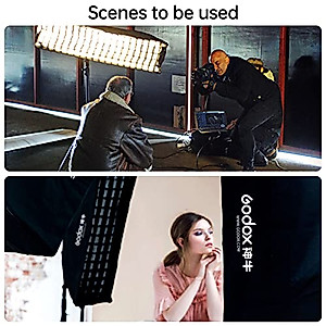 Godox 2 PCS FW30x120cm / 12"x47" Bowens Mount Strip Honeycomb Grid Softbox,Portable Strip Soft Box with Bowens Mount Speedring,Curved Grid Softbox for Studio Strobe Flash Portrait Product Photography